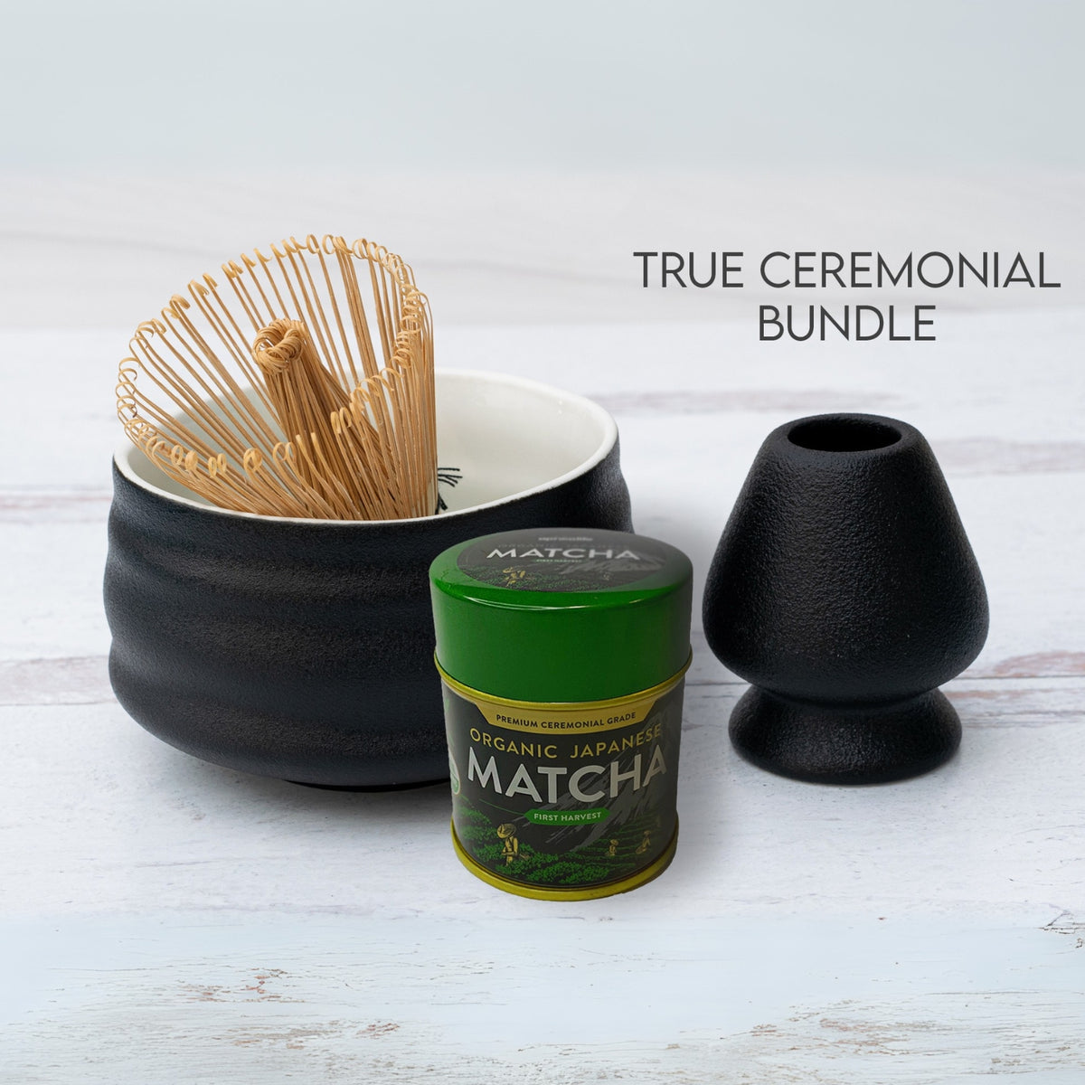 Black and White Ceramic Matcha Bowl, Bamboo Matcha Whisk, Whisk Holder ...