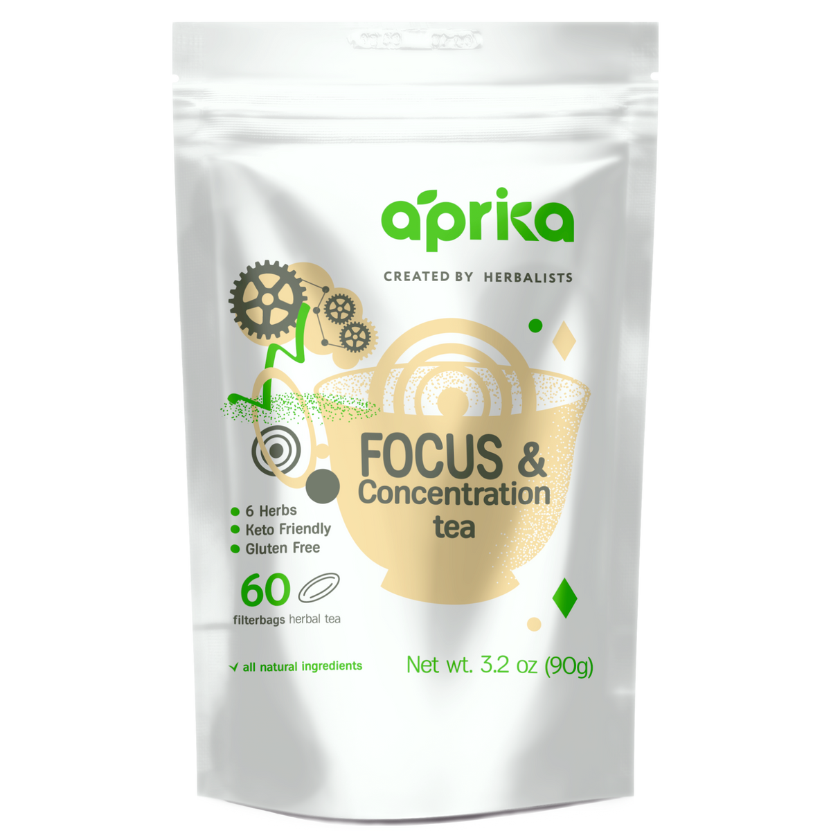 Focus & Concentration Herbal Tea, 60 Bags – Aprika Life