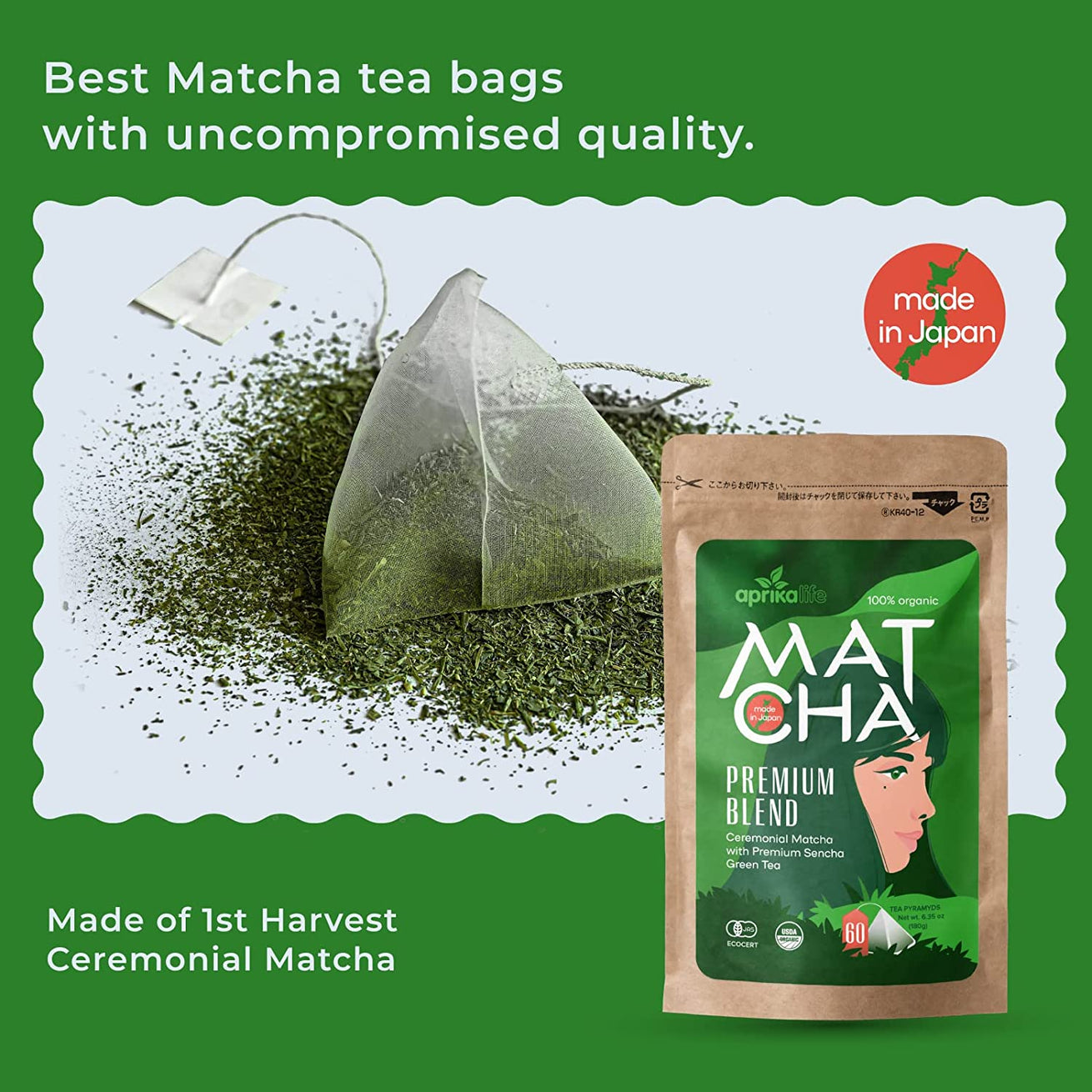 Japanese Matcha Green Tea Bags – Aprika Life
